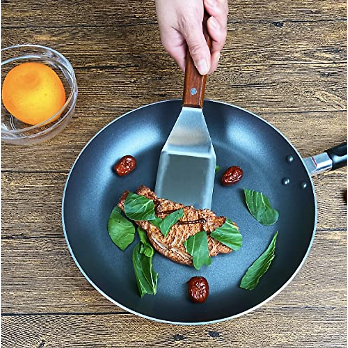 KLAQQED Metal Spatula for Cast Iron Skillet, Grill Spatula Stainless Steel Spatula, Burger Spatula, Fish Turner Spatula, Griddle Spatula, Spachulas Egg Flipper, Flat Top Metal Spatula for Cooking BBQ