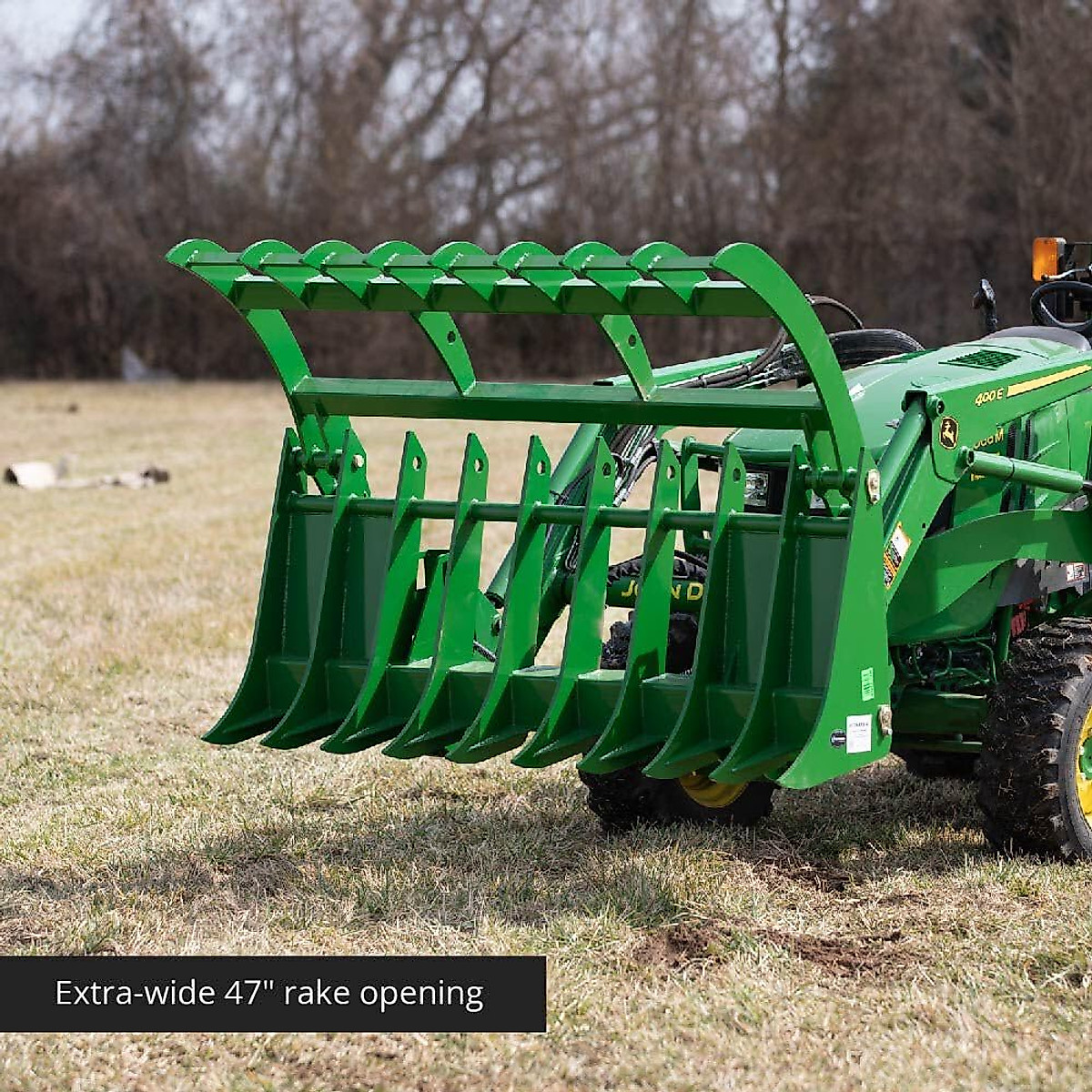 Titan Attachments 72" Root Grapple Rake Attachment Fits John Deere Loaders, Hook and Pin Connection