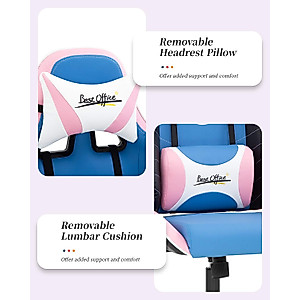 PC Gaming Chair Racing Office Chair E-Sports Computer Chair with Lumbar Support Adjustable Headrest 2D Armrest Rolling Swivel Game Chair Task Ergonomic PU Leather Desk Chair