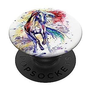 Colorful Horse, Watercolor Horse Gift for Horses Lovers PopSockets PopGrip: Swappable Grip for Phones & Tablets