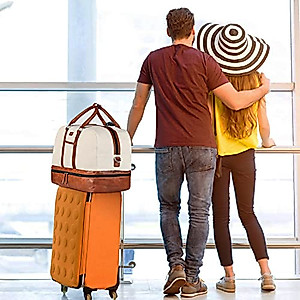 Weekender Bags for Women, Large Overnight Bag Canvas Travel Duffel Bag Carry On Tote with Shoe Compartment 21" for Women & Men 3Pcs Set