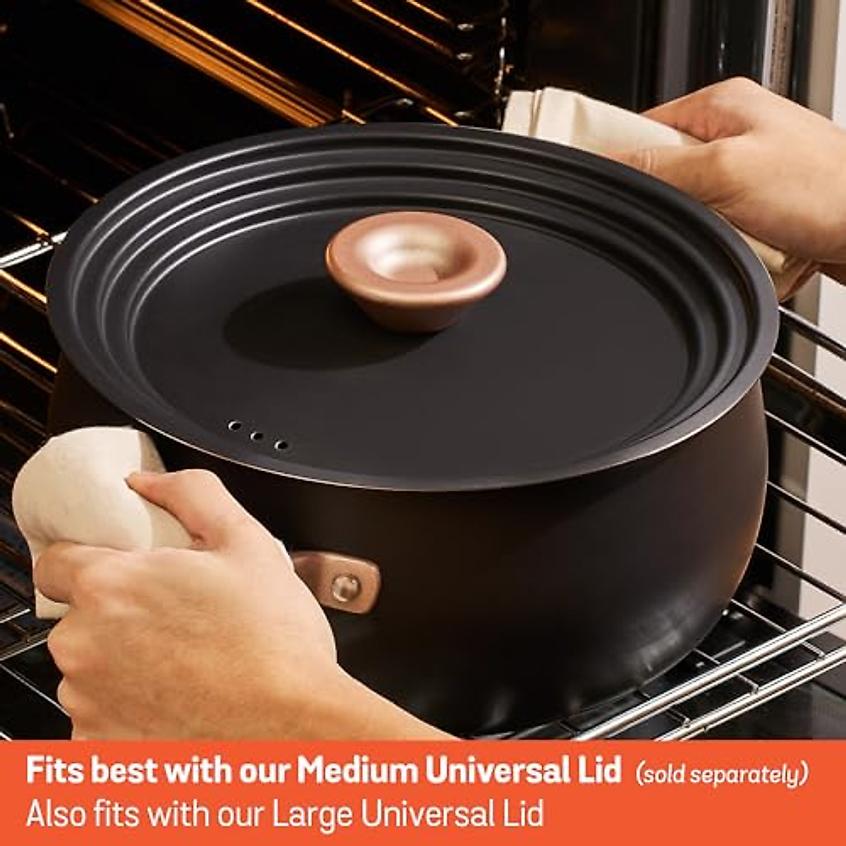 Meyer Stainless Steel Dutch Oven, 5 quart Stock Pot, 9.5" Induction Compatible Stockpot, Dishwasher Safe Casserole Pot, Oven Safe, Matte Black with Silicone Handles, Accent Series Cookware