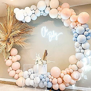 Gender Reveal Balloon Garland Arch Kit, SCMDOTI Gender Reveal Decorations Kit with Double Stuffed Pink and Blue, Nude,White Balloon Garland for Gender Reveal Party Supplies, Baby Shower Decoration