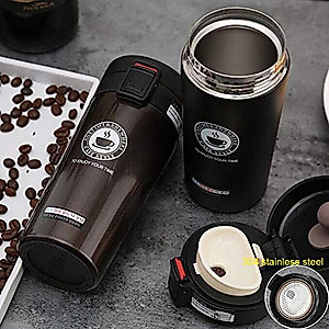 XXHH 380ML 304Food grade stainless steel linerThermos Coffee Mug Double Wall Stainless Steel Tumbler Vacuum Flask bottle thermo Tea mug Travel thermos mug Thermocup. (Black)