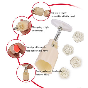 Cute Shaped DIY Mooncake Molds，Mooncake Mold Thickness Adjustable，Hand Press Cookie Dessert stamp Pastry Decoration Tool (4 roses)