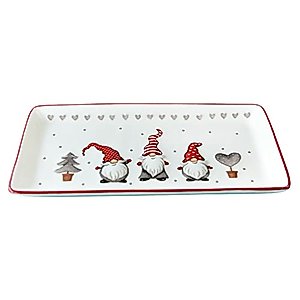 DOITOOL Ceramic Christmas Serving Platter Rectangular Christmas Gnome Serving Platter for Serving Food, Nordic Style Christmas Serving Dish Dinner Plate for Party Entertaining Appetizer