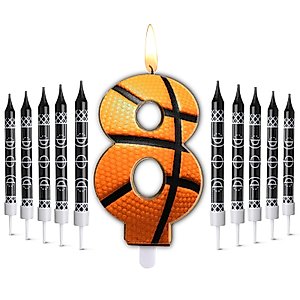 Photect 11 Pcs Basketball Birthday Candles Number 5-9 Candle Cake Topper Decor Basketball Themed Birthday Cake Decorations for Boys Girls Kids Party Supplies Decoration (Number 8)