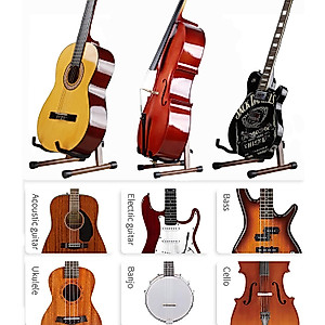 HilerPunk Guitar Stand,Solid wood Acoustic Guitar Stand,Classical Electric Guitar Stand,A-Frame Folding Bass Guitar Display Stand,Guitar Accessories,Compatible with Cello,Mandolin,Bass, Banjo,Ukulele