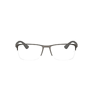 Ray-Ban RX6335 Rectangular Prescription Eyeglass Frames, Matte Gunmetal/Demo Lens, 56 mm