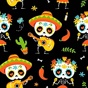 Gigicloud 10pcs Squares Quilting Fabric Bundles, Mexican Fiesta Theme Cotton Fabric Bundle Quilting Sewing Patchwork Cactus Guitar Donkey Printed Fat Quarters Bundle for DIY Sewing Quilting