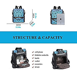 SCOFY FASHION Luminous Holographic Reflective Backpack Purses for Women Casual Chic Color Changing School Bag Backpack Bookbag Purse (Luminous Black)