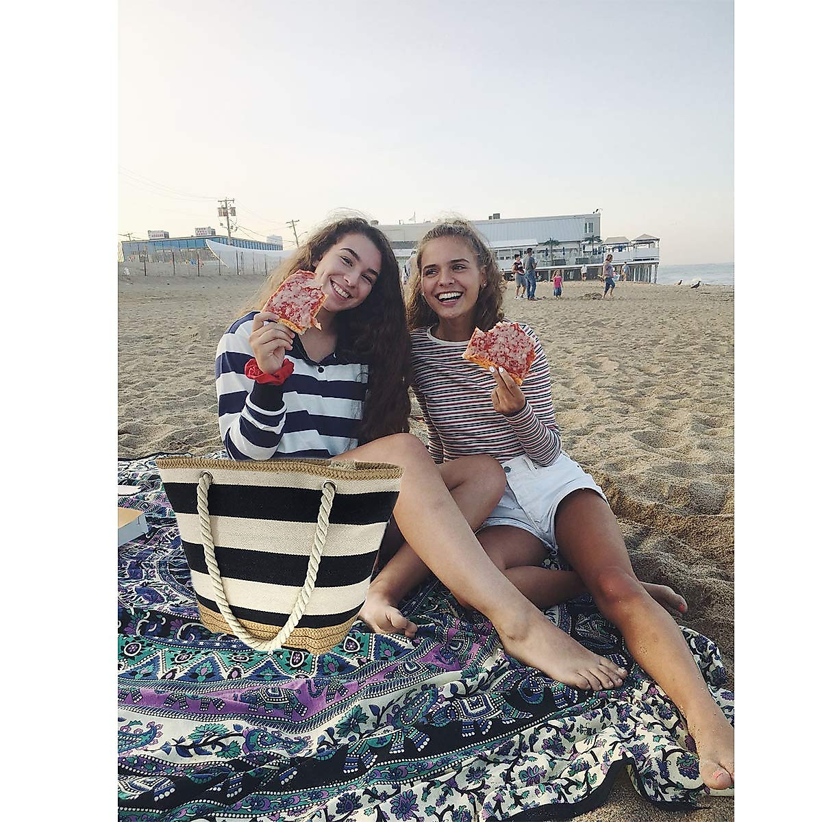 MeliMe large Beach Bag for Women Straw Beach Bags and Totes with Zipper for Pool Gym Travel Daily Tote Bag