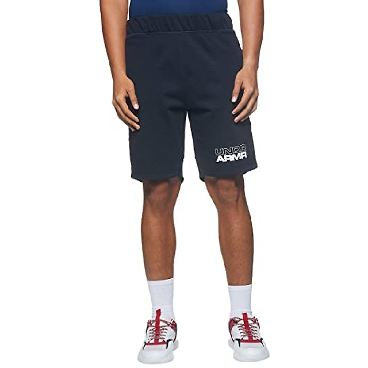Under Armour Baseline Fleece Basketball Short, Black (001)/White, Medium