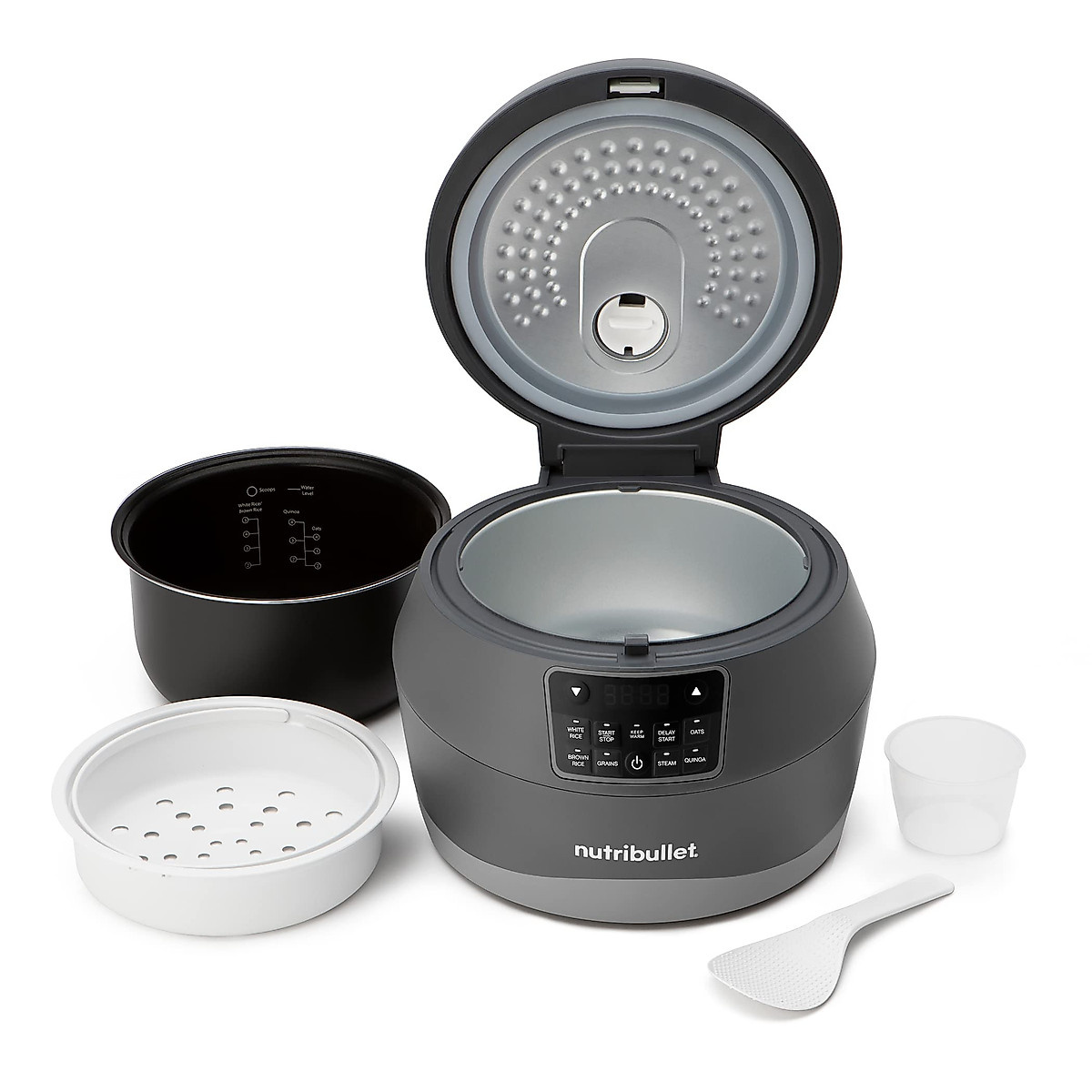 nutribullet EveryGrain Cooker & Personal Blender for Shakes, Smoothies, Food Prep, and Frozen Blending, 24 Ounces, 600 Watt, Gray, (NBR-0601)