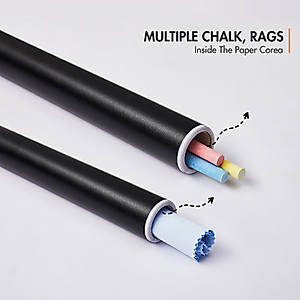 Chalkboard Wallpaper Stick and Peel: Contact Paper 17.7 X 78.7 Inches Classroom Chalkboard Stickers Chalk Board Paint Self Adhesive Wall Paper with 5 Colorful Chalks