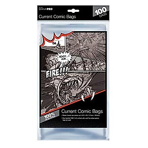 Ultra PRO Current Size 6-7/8 x 10-1/2" Comic Bags (100 Count Pack), Small, Clear
