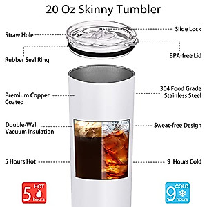 Gingprous Nurse Tumbler, Nursing Gifts for New Nurse Nurse Appreciation Gifts for Nurse Nurse Week Gifts Nurse Graduation Christmas Birthday Gifts, 20oz Insulated Stainless Steel Skinny Tumbler, White