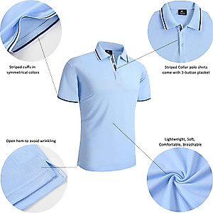 SECOOD Baby Blue Polo Shirts for Men Dry Golf Shirts Moisture Wicking Athletic Shirts for Outdoor