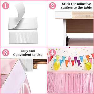 Pink Tulle Table Skirt - MAQIHAN 6ft Tulle Dining Table Skirt Buffet Tutu Table Cloth Princess Tablecloth Dessert Table Cover Wedding Tablecloth Party Decorations for Birthday Party Teacher Desk Skirt