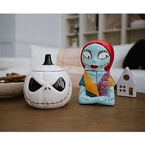 Disney Nightmare Before Christmas Jack Figural Cookie Jar or Candy Jar | Cute Ceramic Housewarming Gifts For Men and Women And Kids | Official Licensee | 1 Set