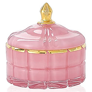 EVEREST GLOBAL Glass Jewelry Jar Cube Facets Candy Storage Sugar Bowl with Lid Sugar Cans Kitchen Bath Gift for Women