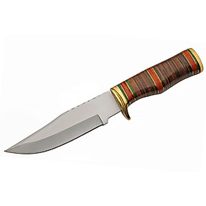 Winter Cabin Stainless Steel Blade Leather Stacked Handle 11 inch Hunting Knife