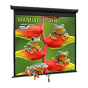 Elite Screens Manual B 125-INCH Manual Pull Down Projector Screen 1:1 Diag 4K 8K 3D HD Home Movie Theater Slow Retract Mechanism, M125S