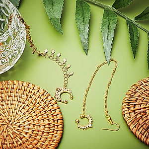 4 Pieces Nose Rings Chain Hoop Chain Fake Nose Ring Chain Non Piercing Nose Rings with Chain Nose to Ear Chain Jewelry Nose Ring Body Jewelry, Gold and Silver