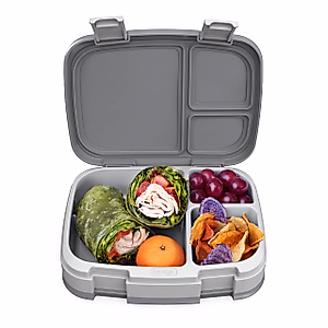 Bentgo® Fresh – Leak-Proof, Versatile 4-Compartment Bento-Style Lunch Box with Removable Divider, Portion-Controlled Meals for Teens and Adults On-The-Go – BPA-Free, Food-Safe Materials (Gray)