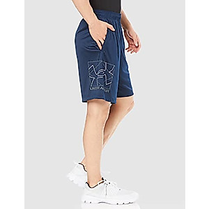 Under Armour Men's Tech Boxed Logo Shorts, Academy (408)/Quirky Lime, Large