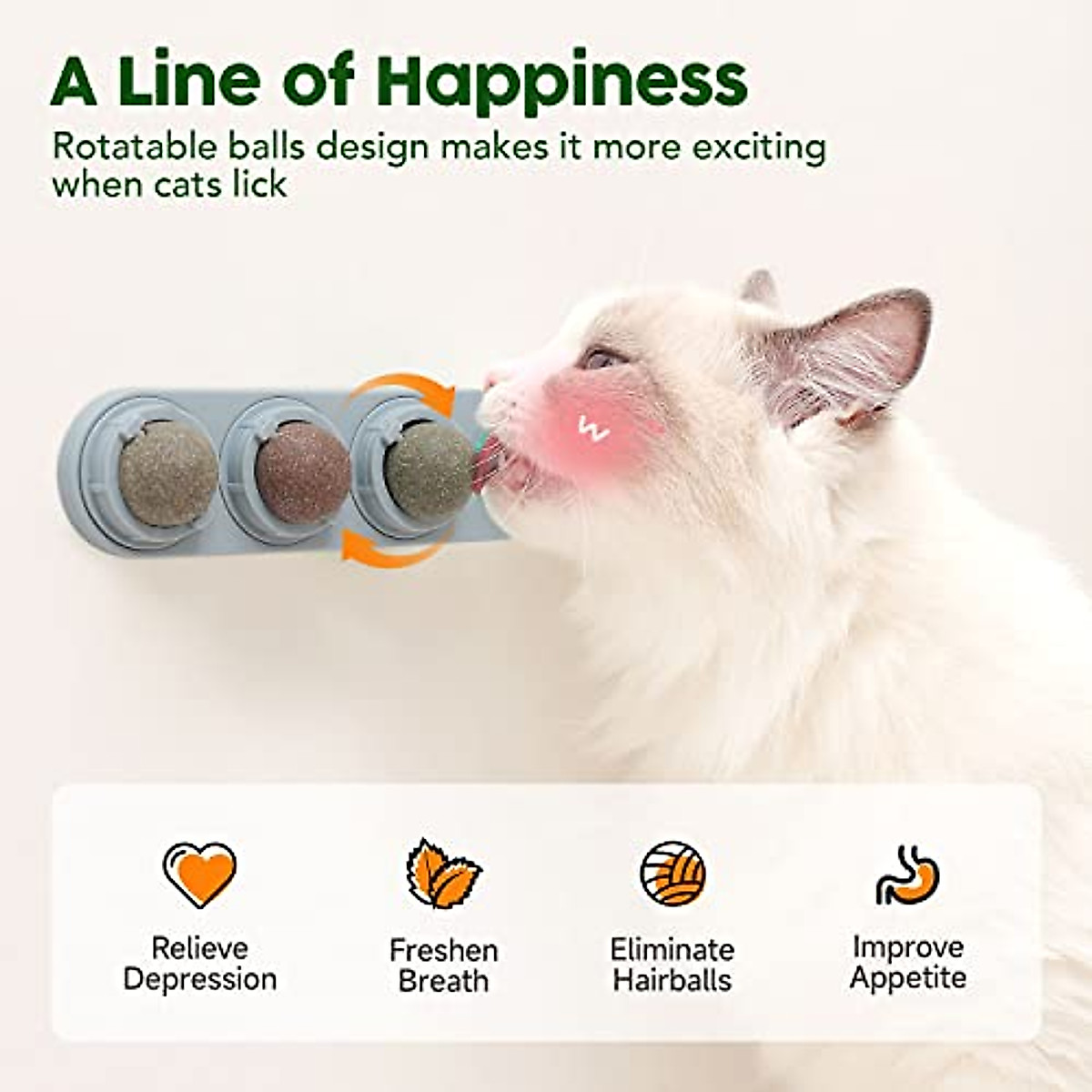Potaroma 4 Pcs Catnip Toys, Silvervine Balls, Extra Cat Energy Ball, Edible Cats Lick Toys, Healthy Kitten Chew, Teeth Cleaning Dental Cat Balls, Cat Wall Treats, More Concentrated Flavors
