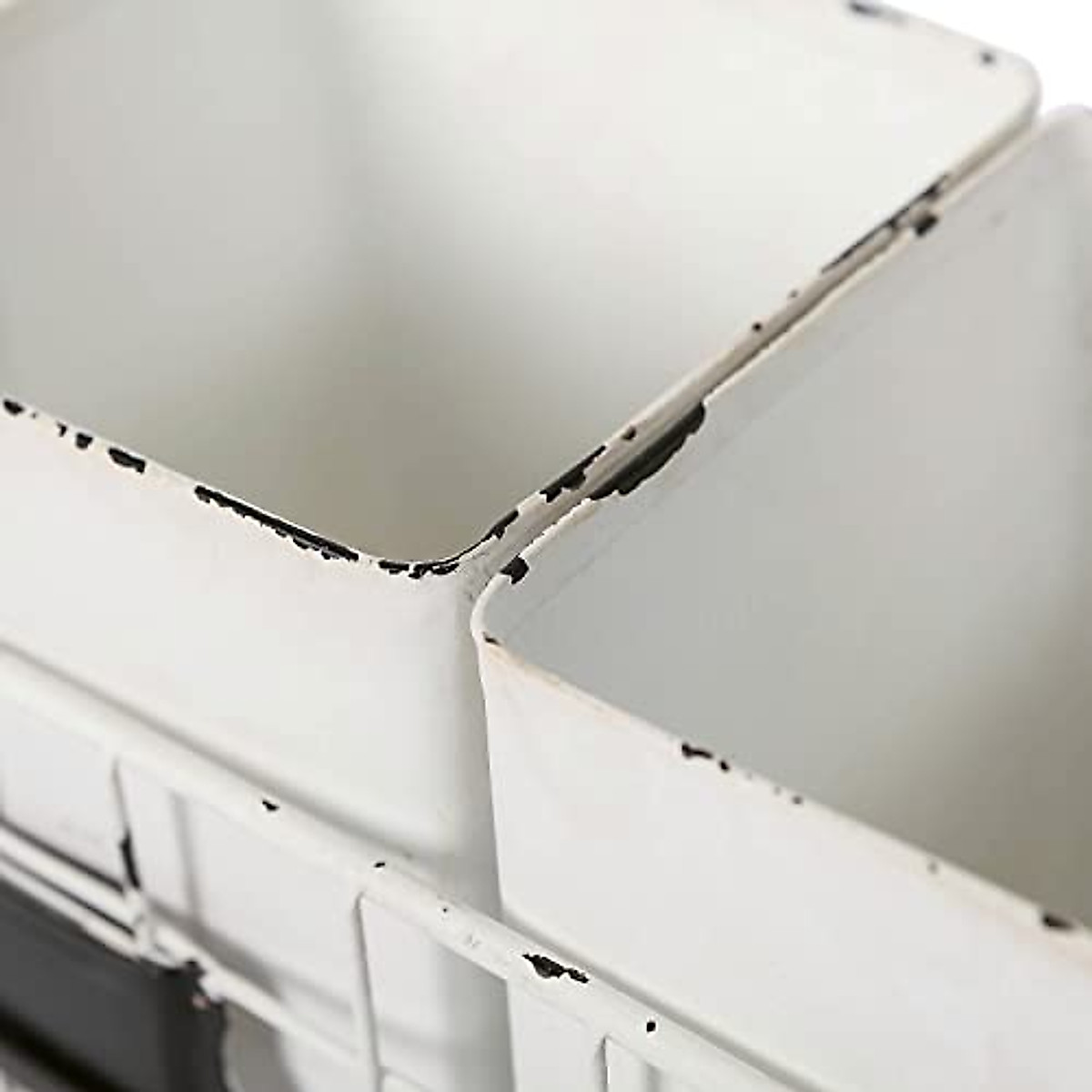 NIKKY HOME Farmhouse 3 Compartment Flatware Cutlery Caddy Countertop Silverware Holder for Spoons, Knives, Forks - White