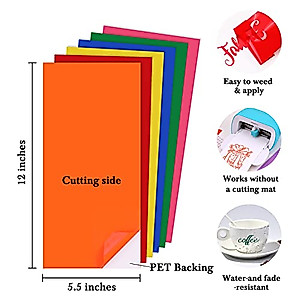 HTVRONT 5.5"x12" Smart Permanent Vinyl for Cricut Joy Machine-30 Sheets Permanent Vinyl Bundle & 5 Sheets Transfer Tape for Vinyl Permanent, Assorted Colors Adhesive Vinyl Sheets for Decoration (Glossy Vinyl)