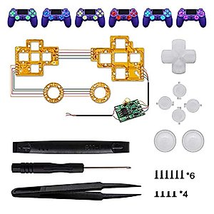 Eboxer 6 Color Luminated Thumbsticks D pad DTF LED Buttons Kit for PS4 Controller, Multi Colors Red/Green/Blue/Light Yellow//Cyan with Tools Controller NOT Included