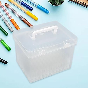 Marker Pen Carrying Case Marker Pens Storage Box Pencil Organizer Portable Clear Handheld Marker Pen Organizer Marker Holder with Slots, 108 Slots