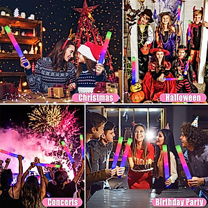 SEEROOTOYS 42pcs Foam glow sticks,Led foam sticks Valentine's Day glow in the dark party Supplies 3 Modes Colorful Flashing light up foam sticks for wedding,christmas,Raves,Birthday,Halloween Party