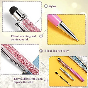 26 Pieces Crystal Ballpoint Pen Crystal Stylus Pen Bling Ballpoint Pens Glitter Diamond Pen 2-in-1 Slim Pens Capacitive Writing Pens for Touch Screens, Office, School Stationery Supplie (Cold Colors)