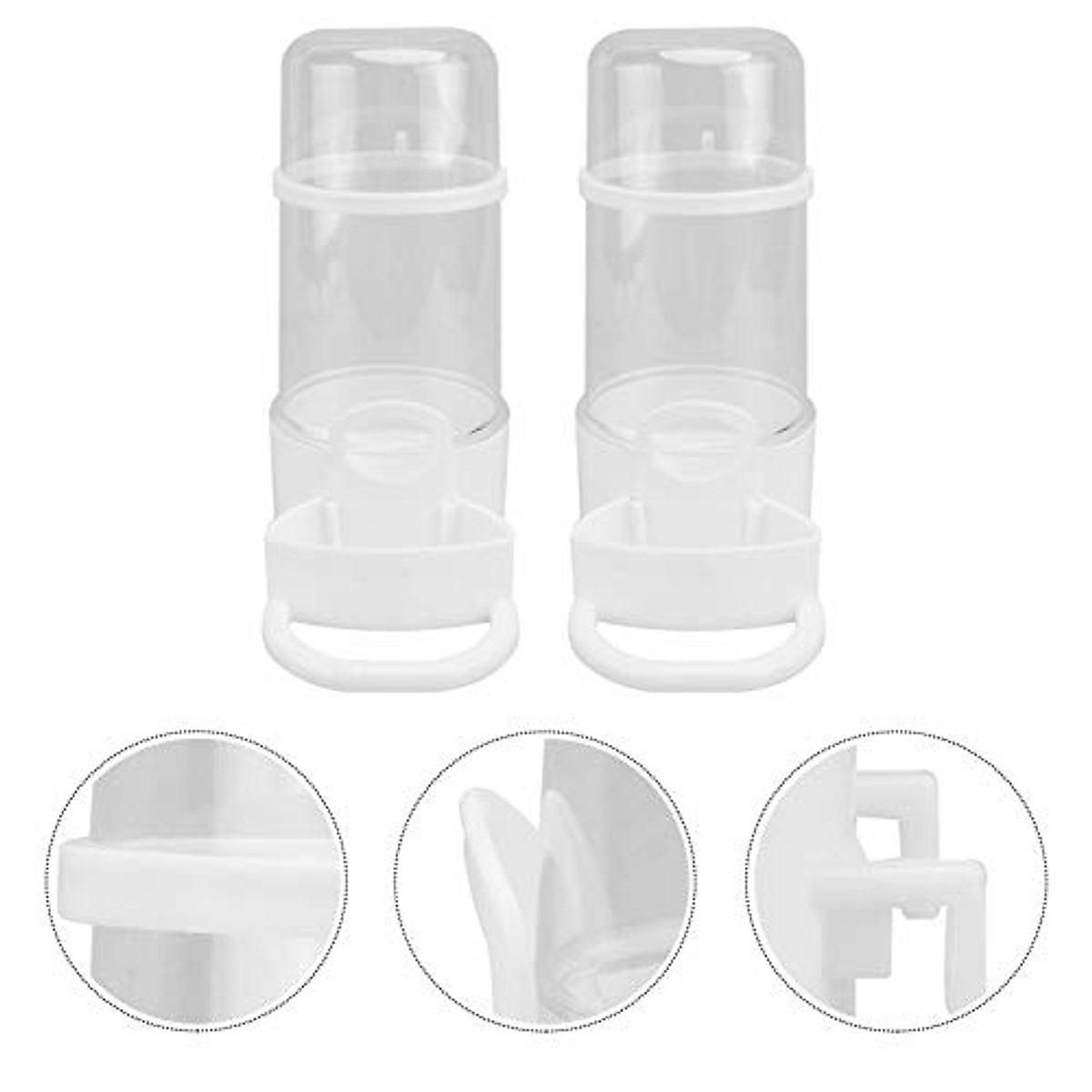 balacoo 2Pcs Automatic Bird Feeder Bird Water Bottle Poultry Drinker Water Jug Container Food Dispenser for Chickens Birds Pigeon Quail White