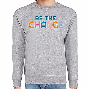 Be the Change Raglan Sweatshirt - Men Gift Ideas - Gifts for Men - Heather Gray, XL