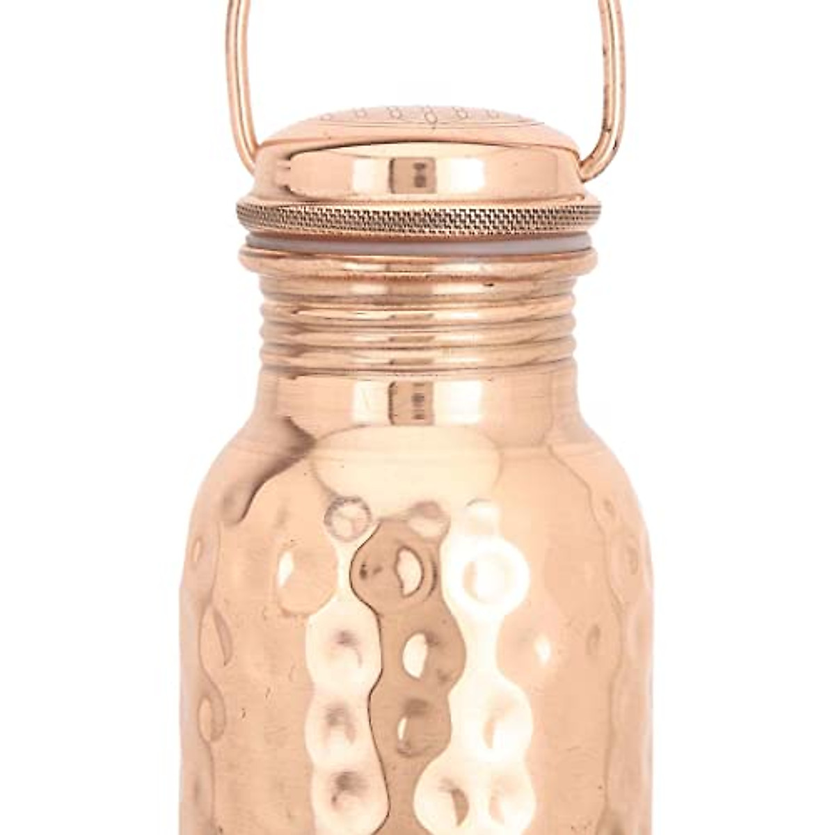 Shakti Warrior Hammered Tamba Copper Bottle - Pure Copper Water Bottle, Food Grade Silicone Seal, Leak Proof (30oz)