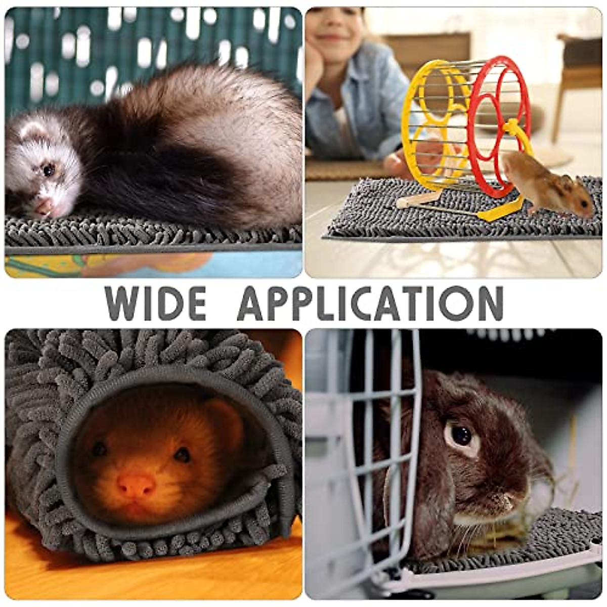 Chumia 3 Packs Guinea Pig Cage Liners Bedding Bulk, Chicken Nesting Pads Reusable Fleece Blanket for Rabbit Small Animals Cage Absorbent Pee Pad Supplies Bed Mat (Gray,16 x 24 Inch)