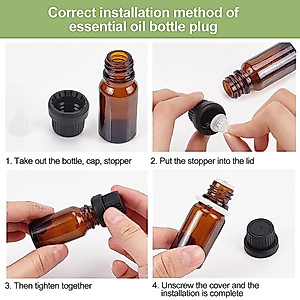 BENECREAT 30 Set Black Boston Bottle Cap, 18mm 18 Tooth Plastic Replacement Bottle Cap with Hopper Inner Plug for Essential Oil Bottle and Reagent Bottle
