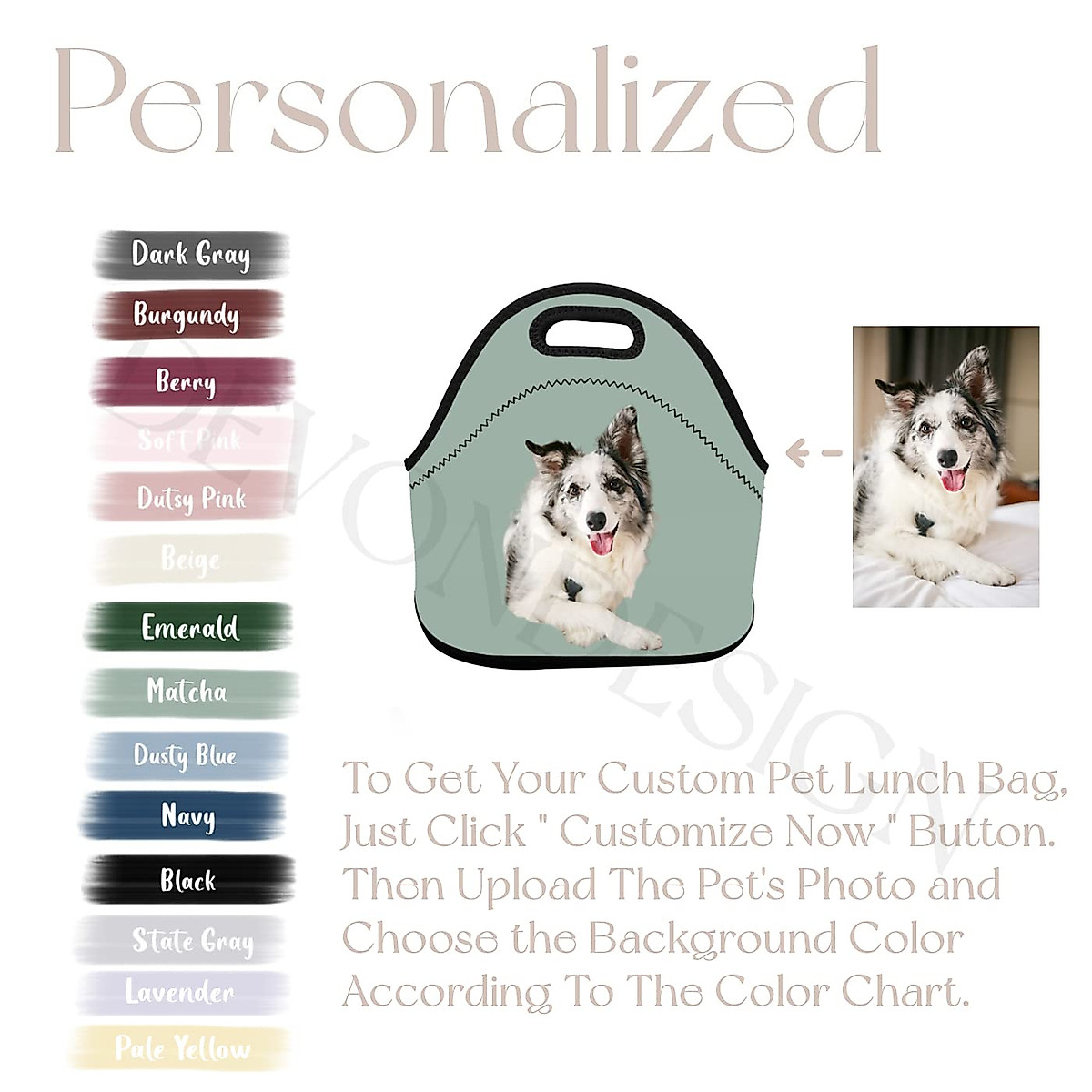 Personalized Pet Lunch Bag, Custom Pet Lunchbag, Custom Insulated Neoprene Lunch Bag, Customizable Pet Photo Lunch Tote with Zipper, Cute Funny Reusable Lunch Box Containe for Adults, Pet Lovers