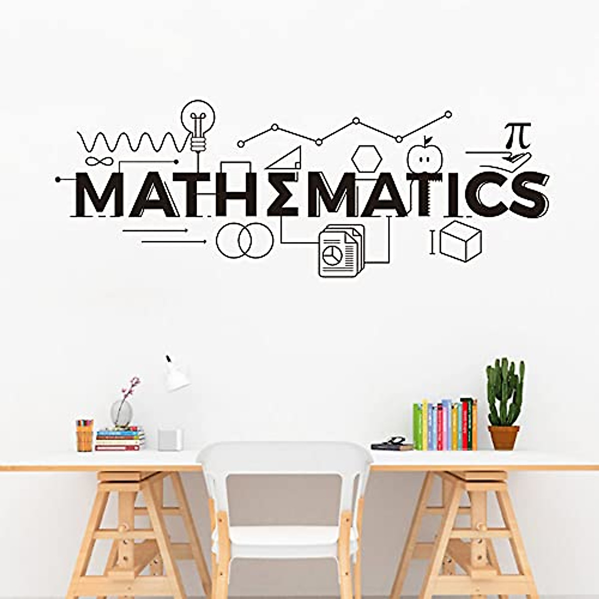17x44 inch Children Room Mathematics Sign Wall Stickers Math Education Vinyl Decals School Classroom Decoration Motivational Poster Wall Murals HQ951 (Black)