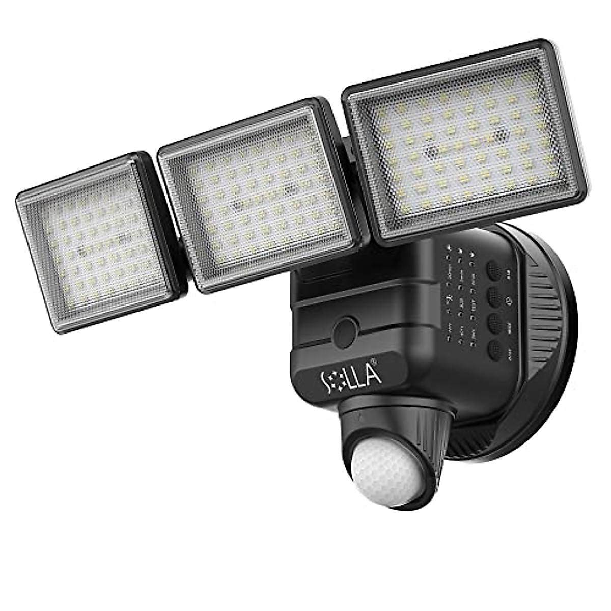 SOLLA 5000LM Dusk to Dawn Motion Sensor Security Light, 5000K Motion Security Light Outdoor, Hardwired, IP65 Waterproof, 3 Head Motion Detector Floodlight for Yard, Patio, Porch