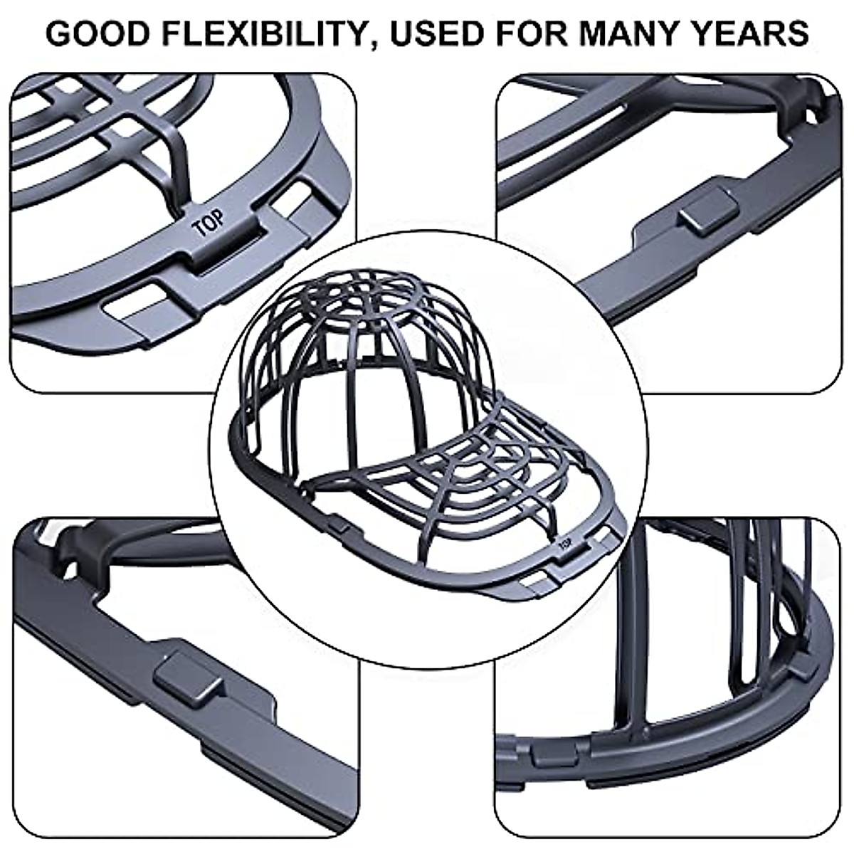 2 Pack Baseball Hat Washer Cleaning in the Dishwasher and Washing Machine, Cap Washing Protector Holder Fit for Adult and Kid's Ball Caps (Black)