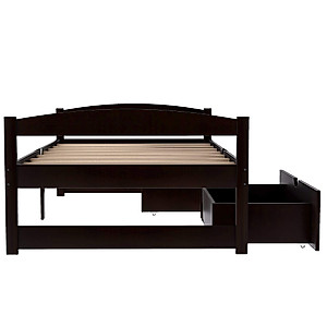 Lifeand Twin Size Daybed with 2 Drawers,Wood Storage Platform Bed for Kids Teens and Adults,No Box Spring Needed,Espresso
