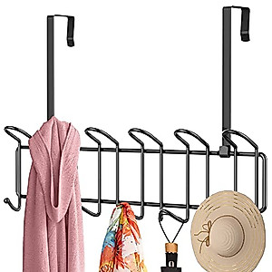 Minggoo Coat Rack Wall Mounted Hook Rack Over The Door Hook Organizer 13 Hooks, Heavy-Duty Iron Wire Black