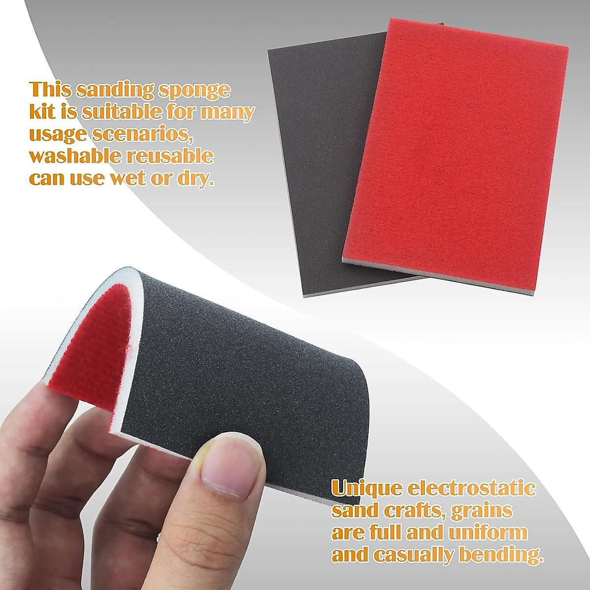 LOUZAGO 20 Pcs 800 Grit Sanding Sponge, Wet Dry Sanding Block Sandpaper Sponge, Soft Foam Sand Block Washable & Reusable Sanding Pads for Metal Wood Drywall Polishing