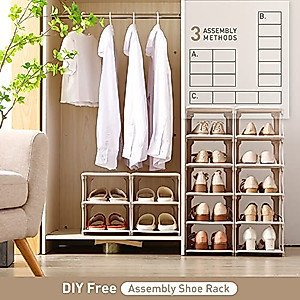 Amllas Shoe Rack for Closet, Stackable , Adjustable Shoe Organizer Shelf for Entryway, Small Shoe Storage Space Saver for Women Kids